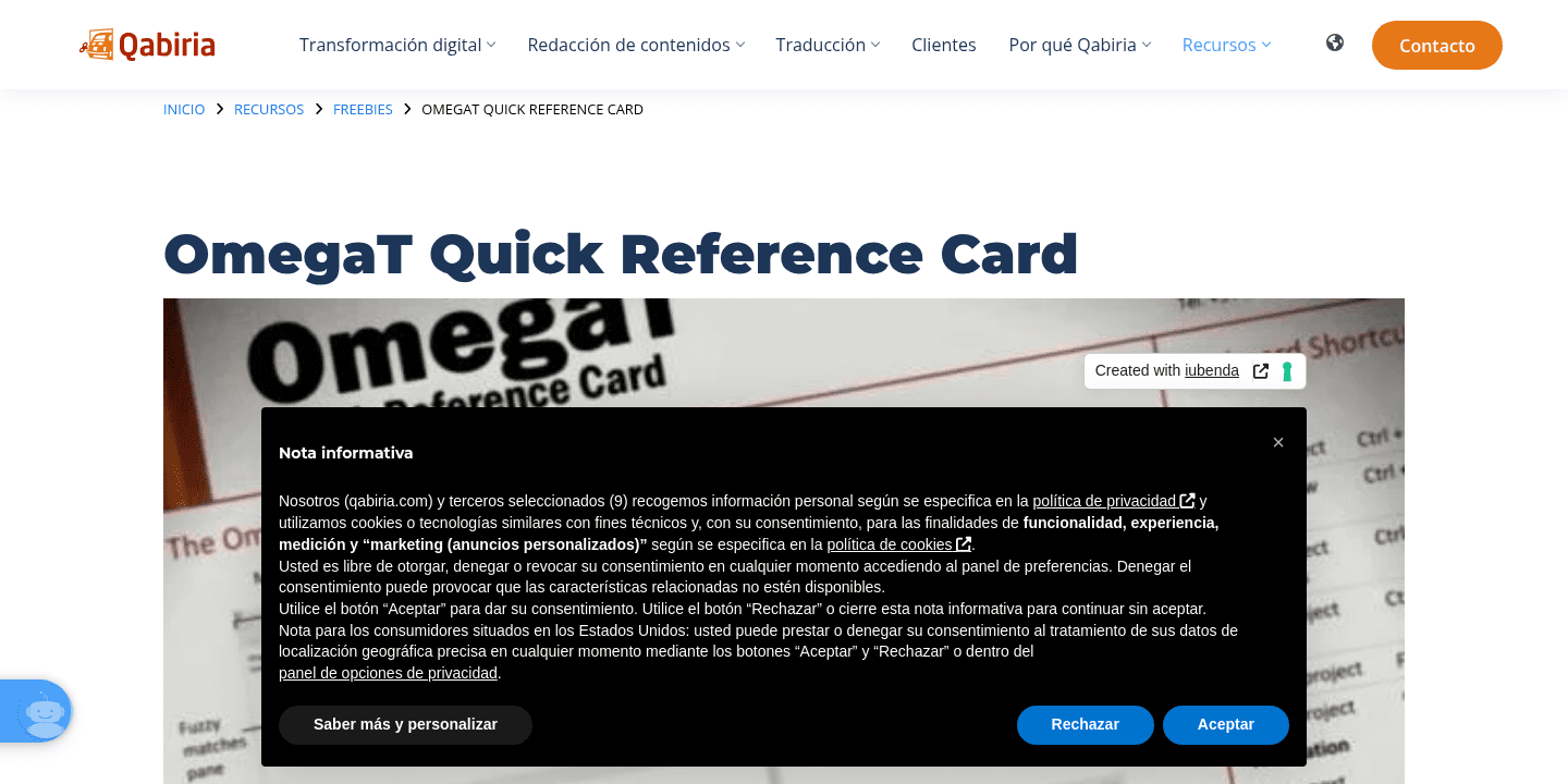 OmegaT Quick Reference Card | Servicios de traducción y escritura profesional | Qabiria